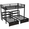Isabelle & Max™ Full XL over Twin & Twin Triple Bunk Bed with Drawers, Multi-Functional Metal ...